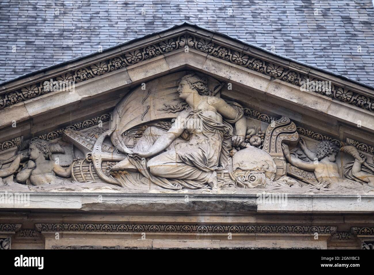 Architectural fragments of Louvre building. Louvre Museum is one of the ...