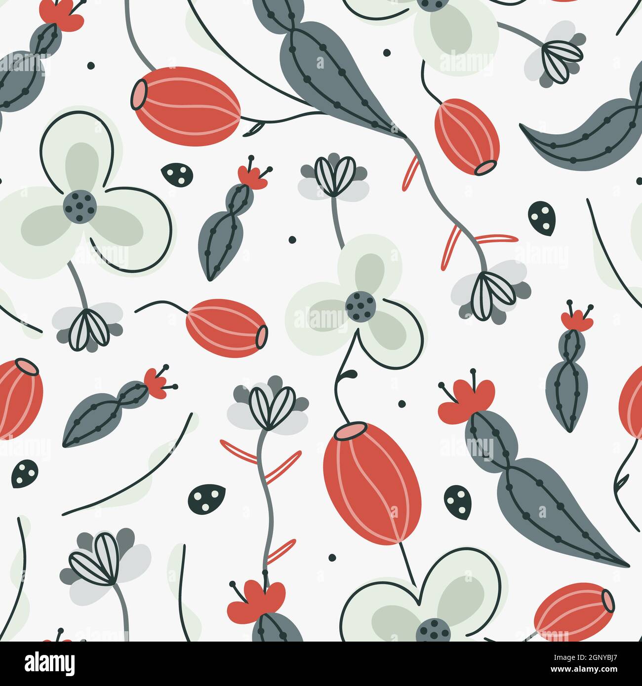 Floral seamless pattern. Hand drawn beautiful flowers. Colorful ...