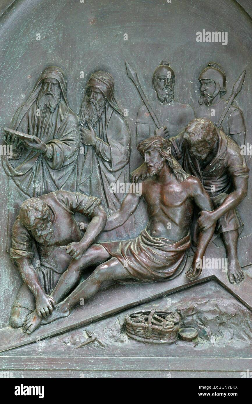 11th Stations of the Cross, Crucifixion: Jesus is nailed to the cross, St Francis Xavier's ...