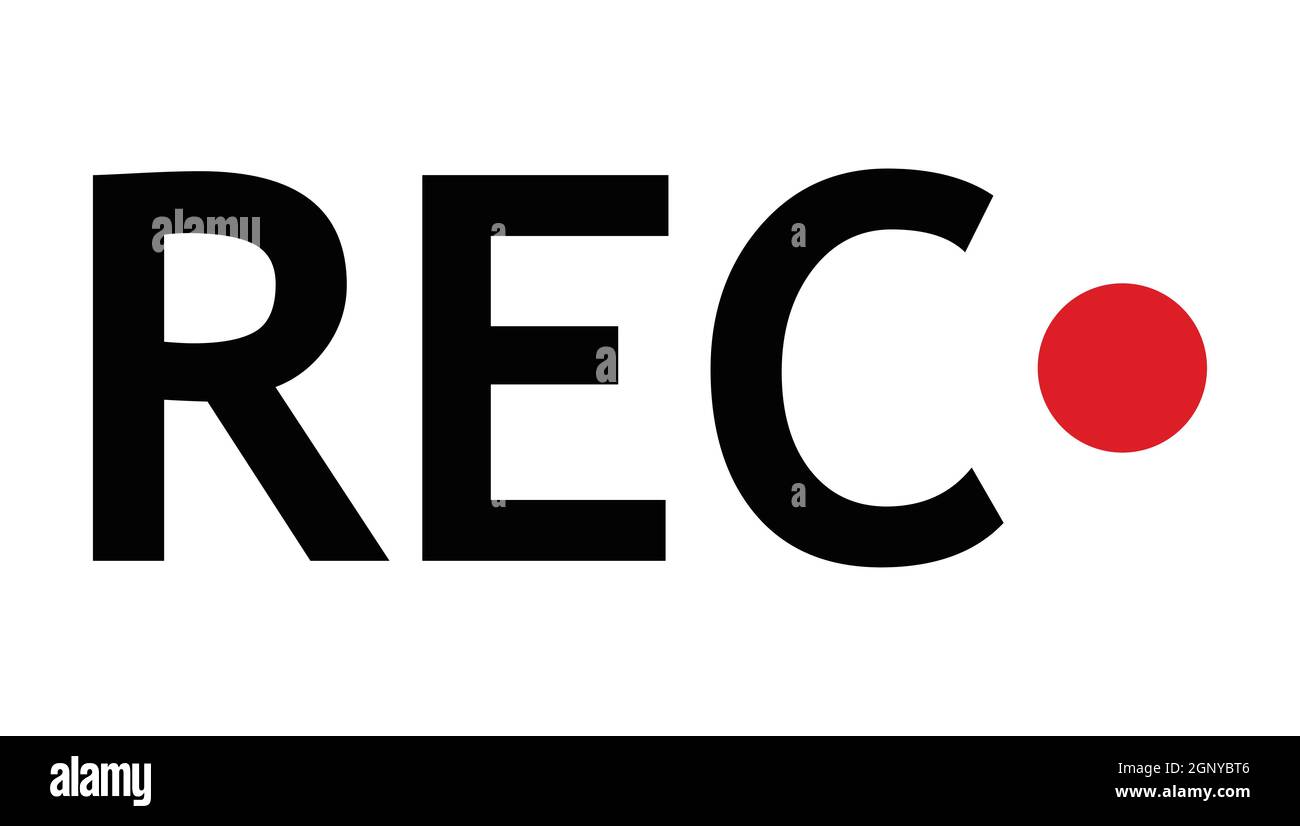 Recording sign. Record icon with REC text and red circle. Simple vector ...
