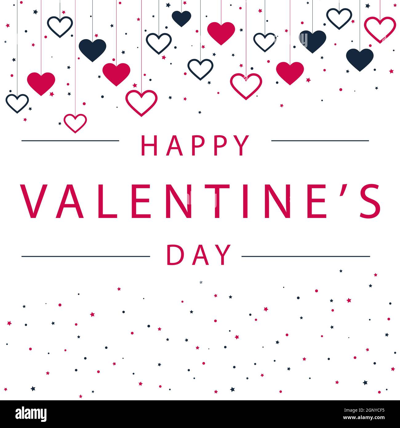 Red and blue festive hearts on a white background with congratulations ...