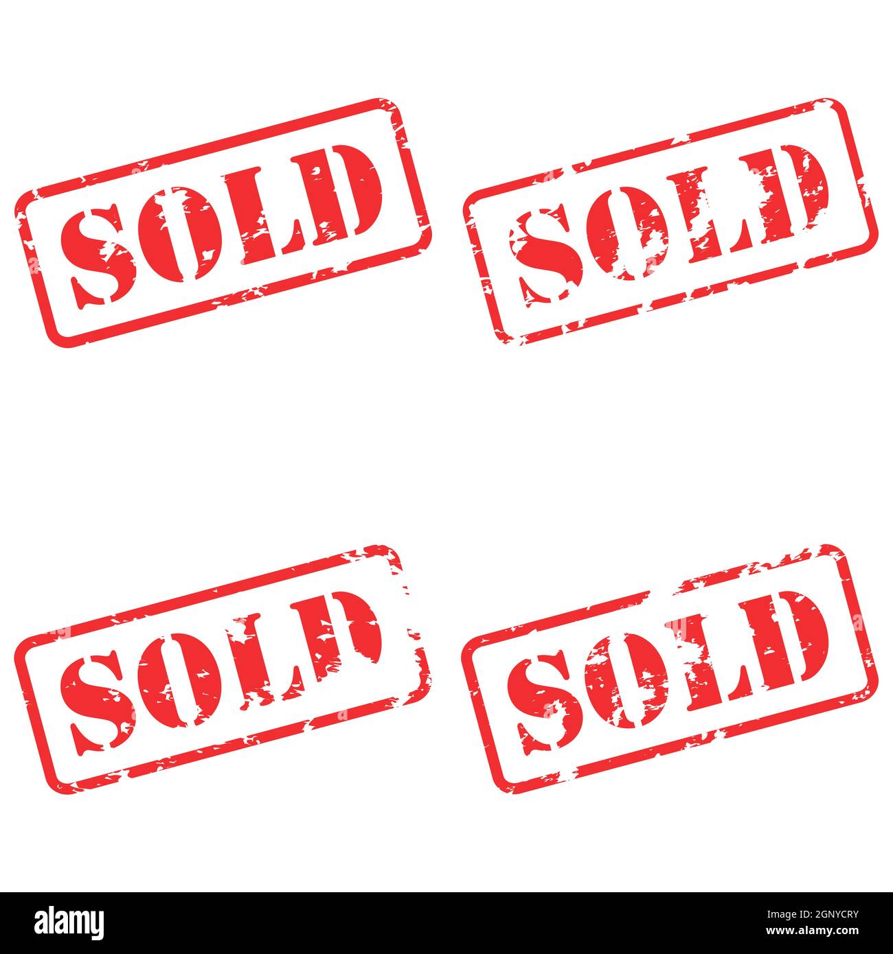 Sold stamp set. Red grungy design element collection. Vector ...