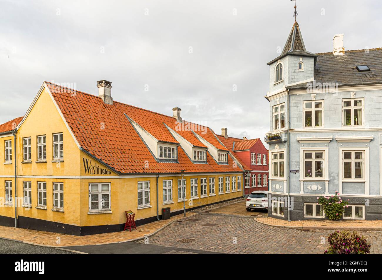 Goose market in Rudkøbing. The statue commemorates the physicist Hans ...