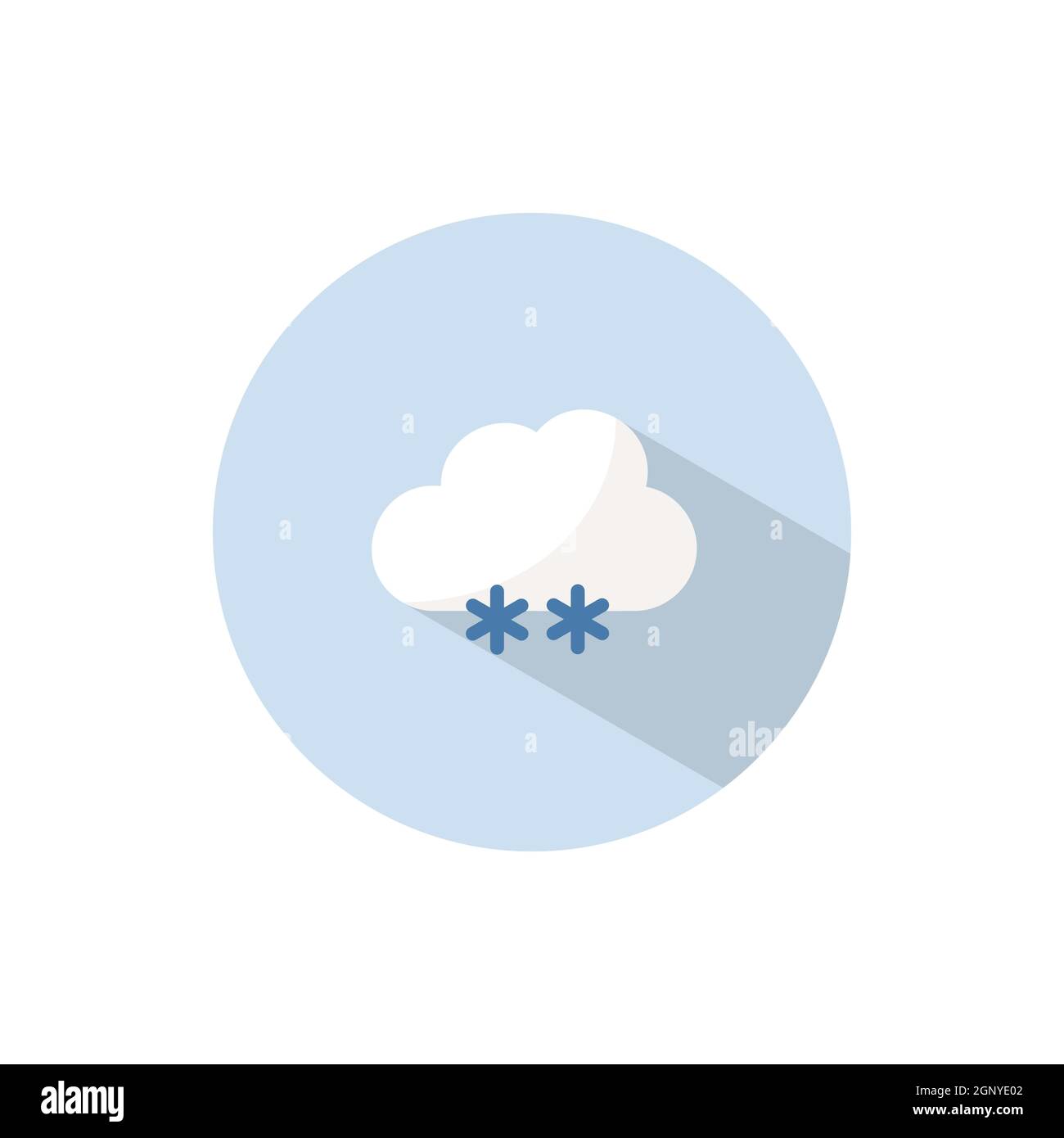 Snow and cloud. Flat icon on a circle. Weather vector illustration ...