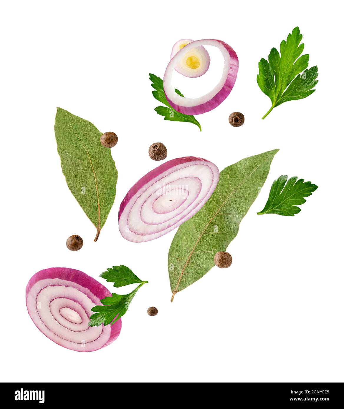 Flying isolated spices on white background Stock Photo - Alamy