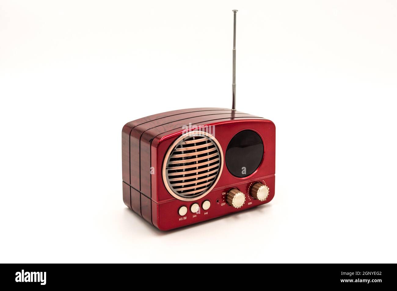 Stylish vintage portable radio on a white background Stock Photo - Alamy