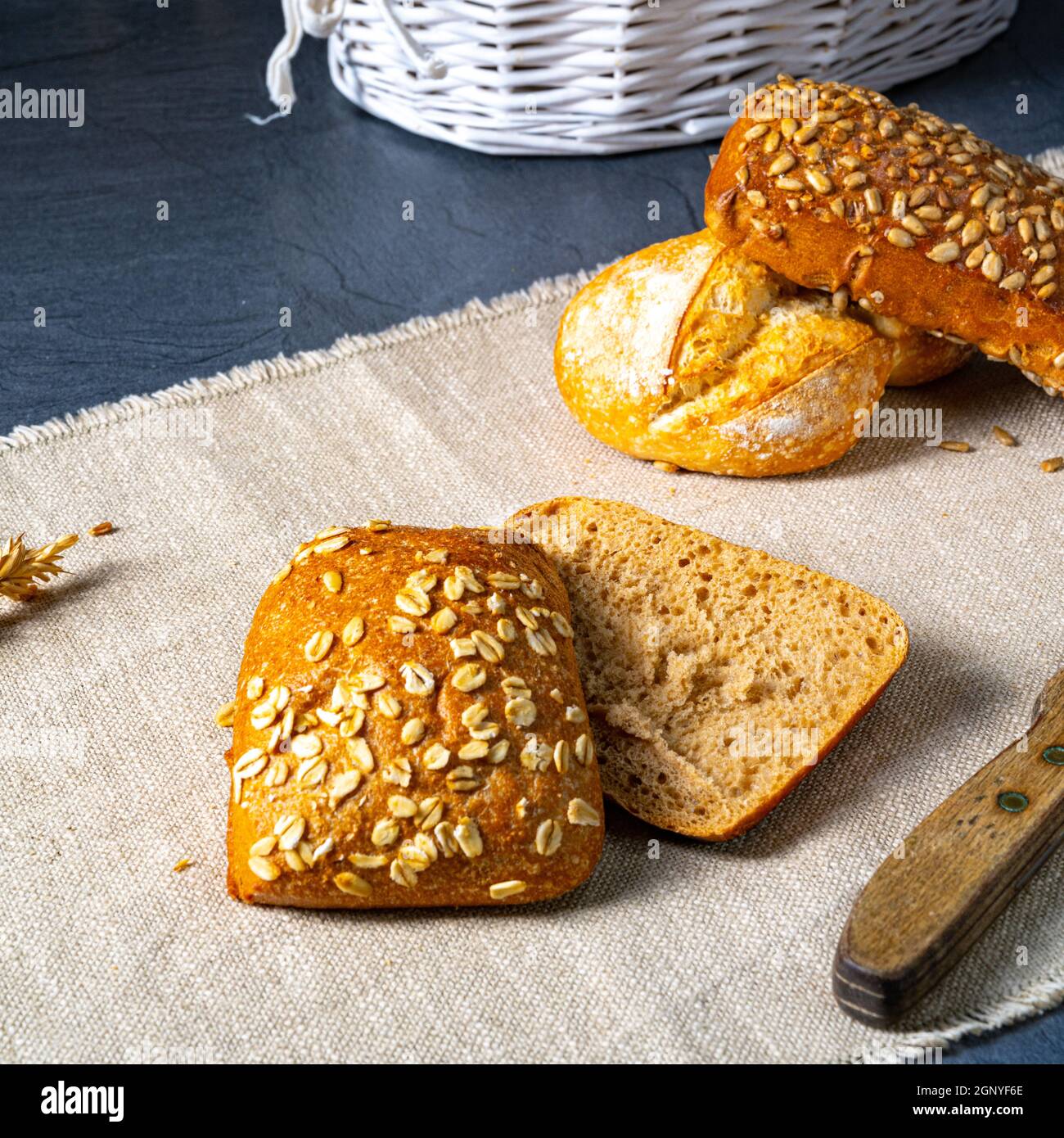 Delicious and crispy breakfast rolls Stock Photo - Alamy