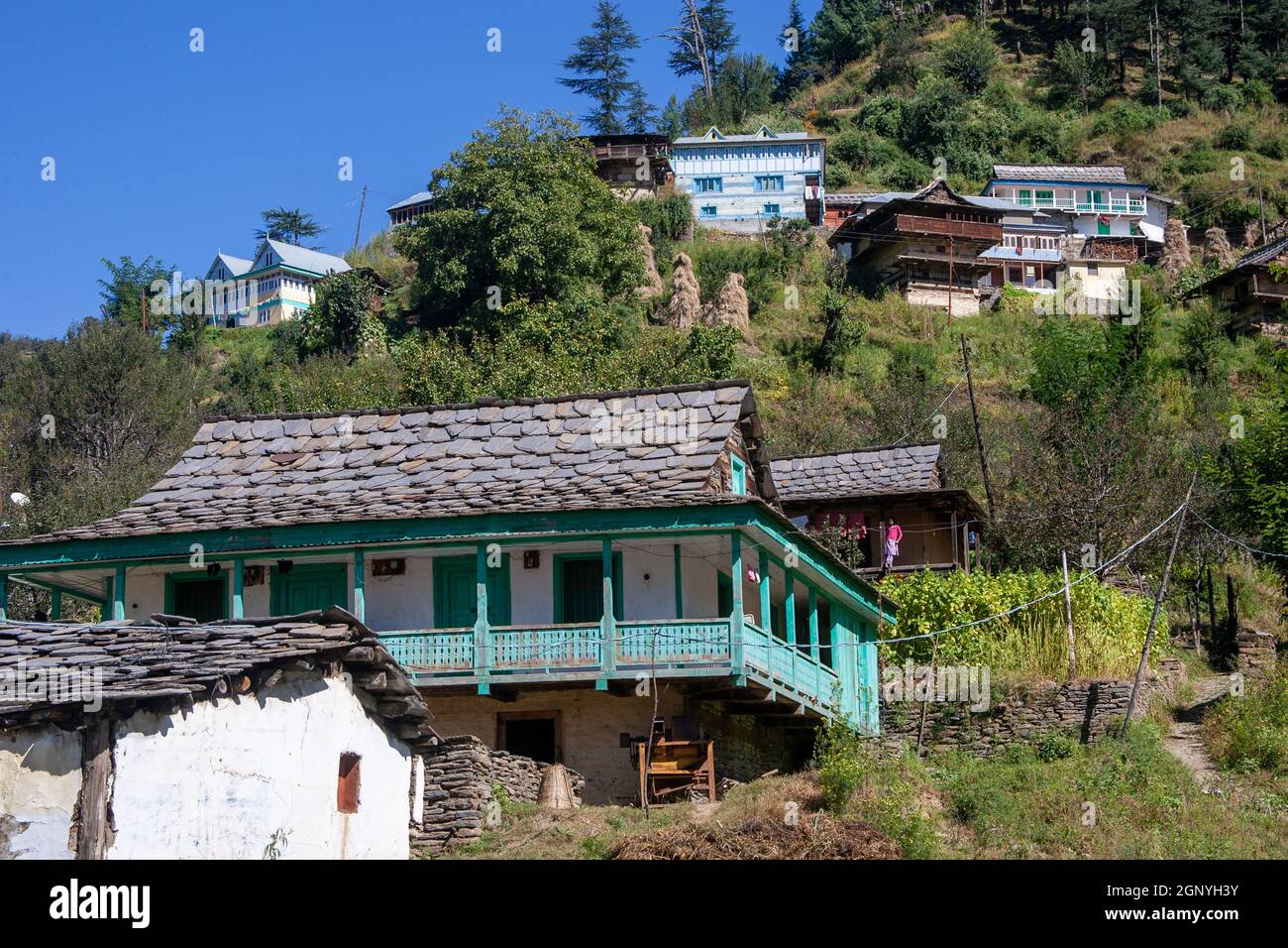 A Traditional rural and remote village in the Himalayas, Himachal ...