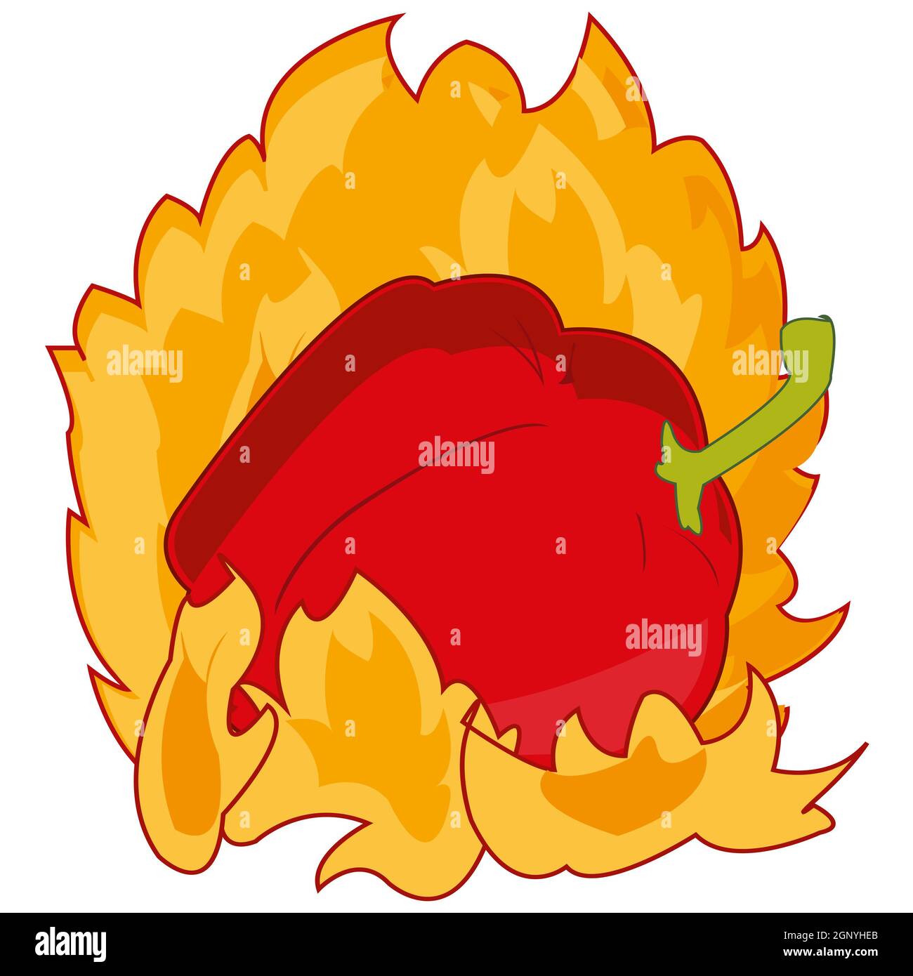 Vector illustration of the fruit pepper burning in flame Stock Photo ...