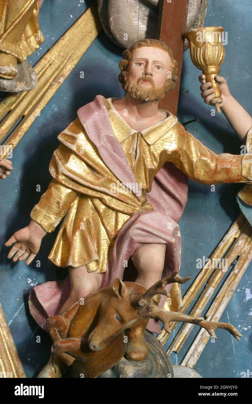 Saint Eustace statue on the altar of Fourteen holy helpers in Church of ...