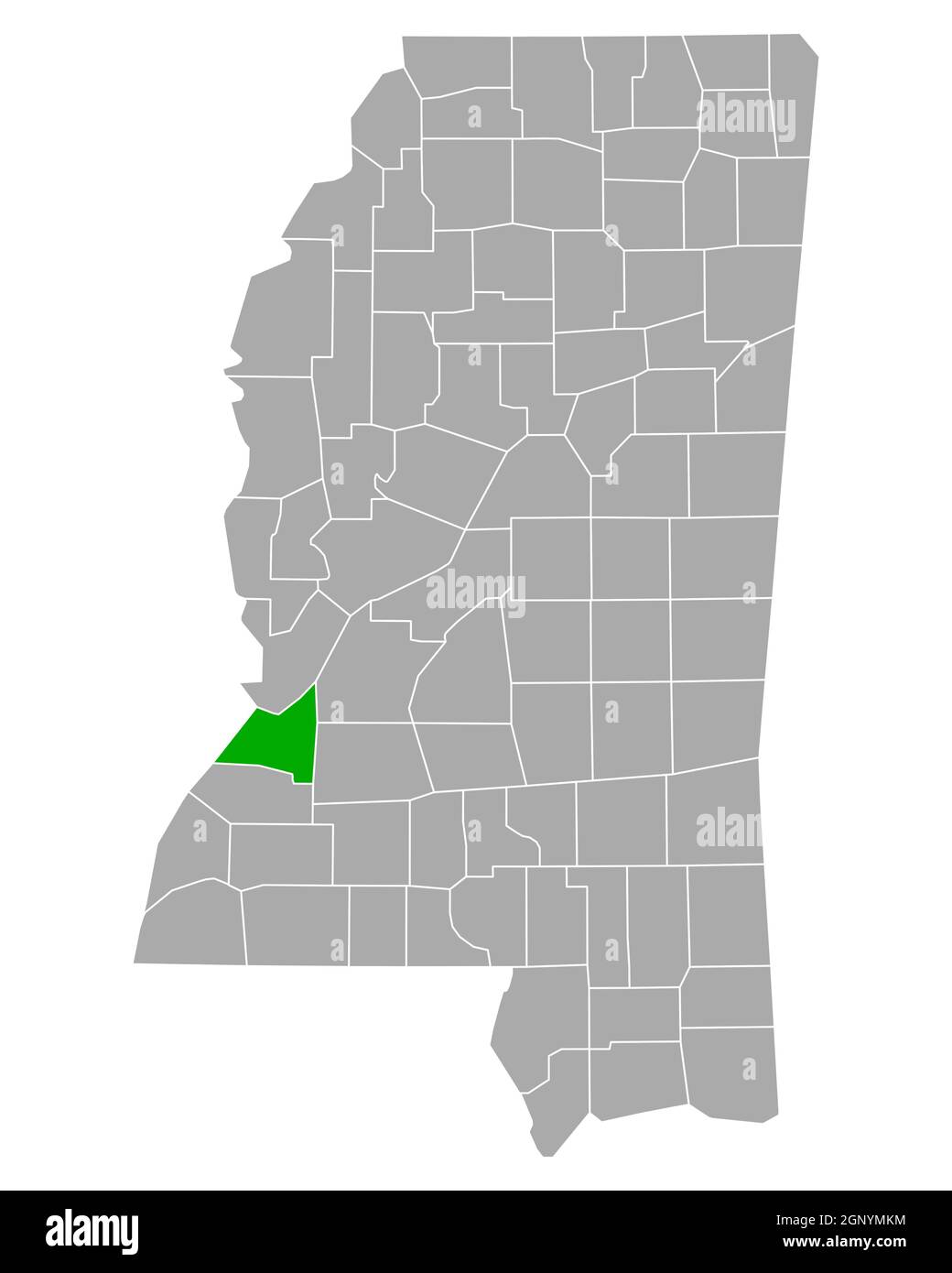 Map of Claiborne in Mississippi Stock Photo - Alamy