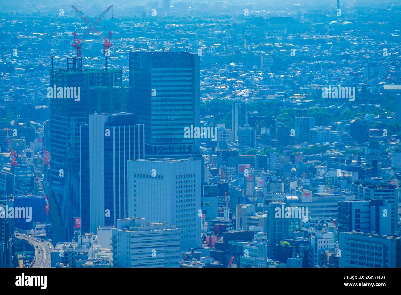 Shibuya landscape from the Roppongi Hills Observation Deck. Shooting ...
