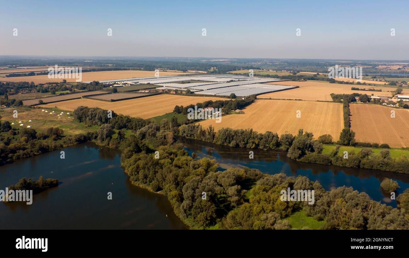 Aerial view, looking North West towards Stodmarsh across the Old gravel ...