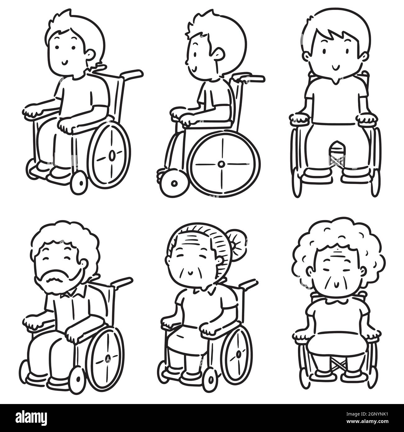 Vector disabled elderly people Stock Vector Images - Alamy