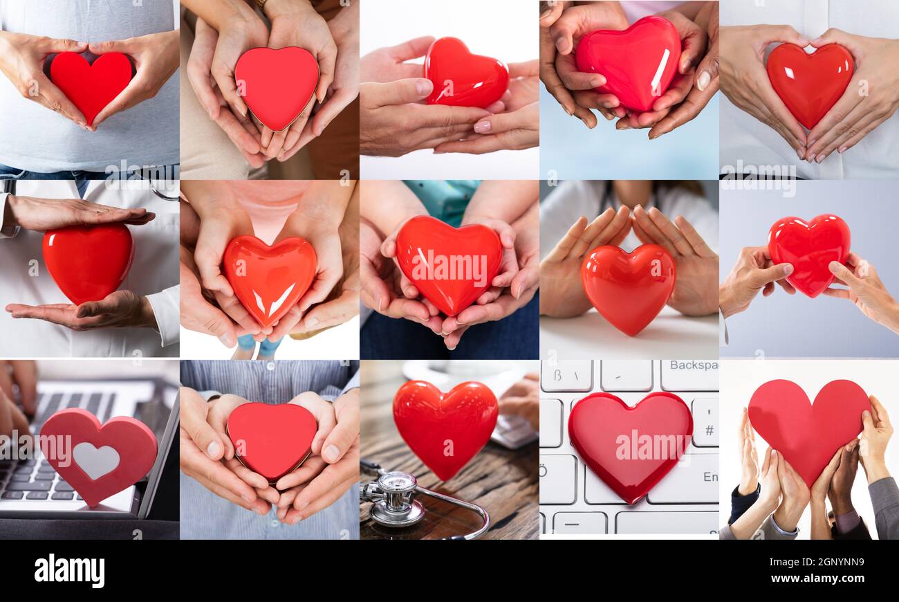 Diverse Families And Couples Holding Heart Collage Stock Photo - Alamy