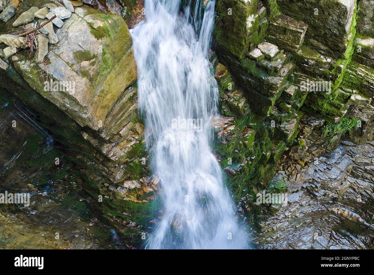 Beautiful white foamy woodland waterfall hi-res stock photography and ...