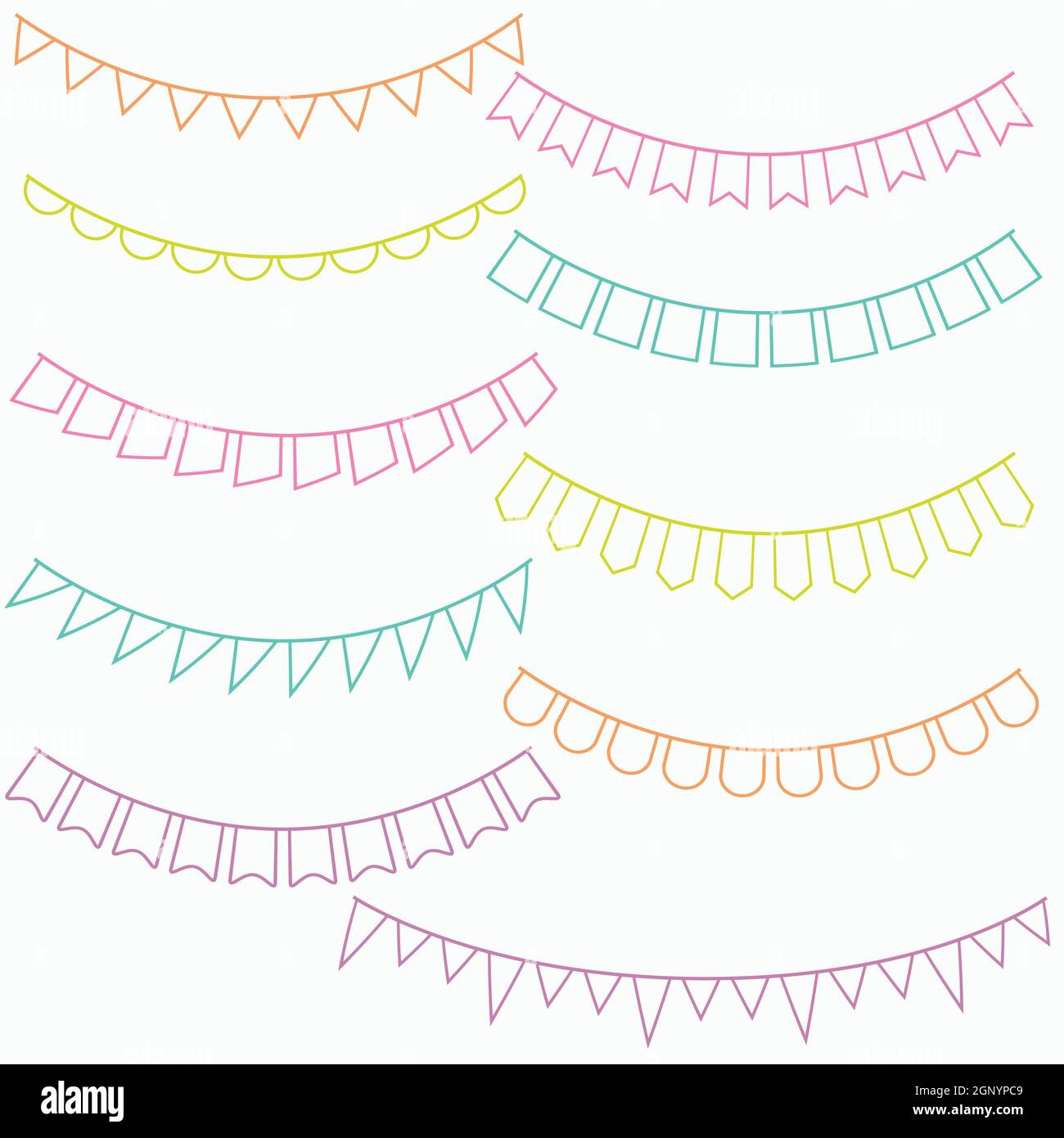 Colorful Bunting Banners. Hand Drawn Triangular Garland. Colored ...