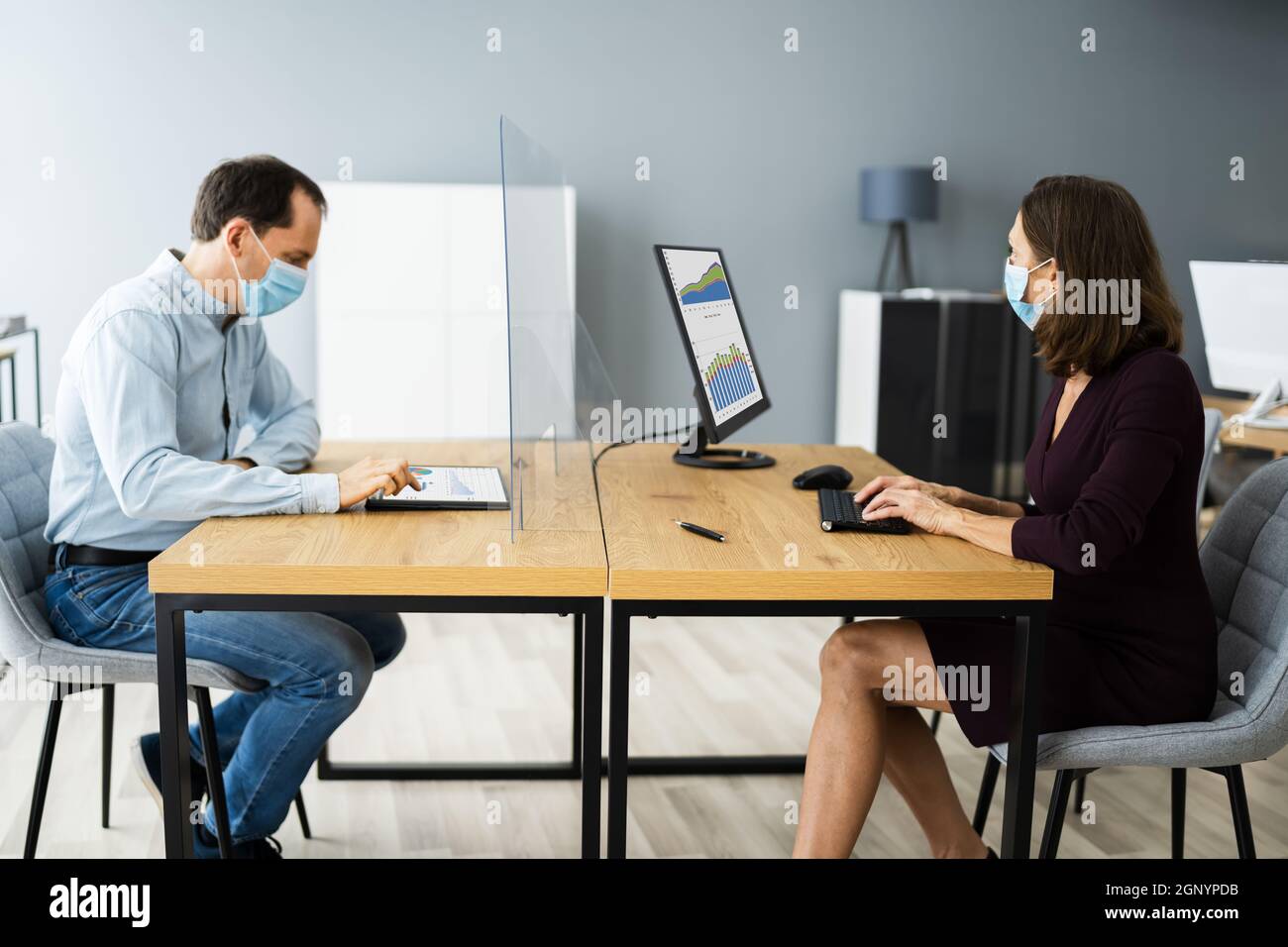 Job Interview Business Meeting At Law Office Wearing Face Mask Stock ...