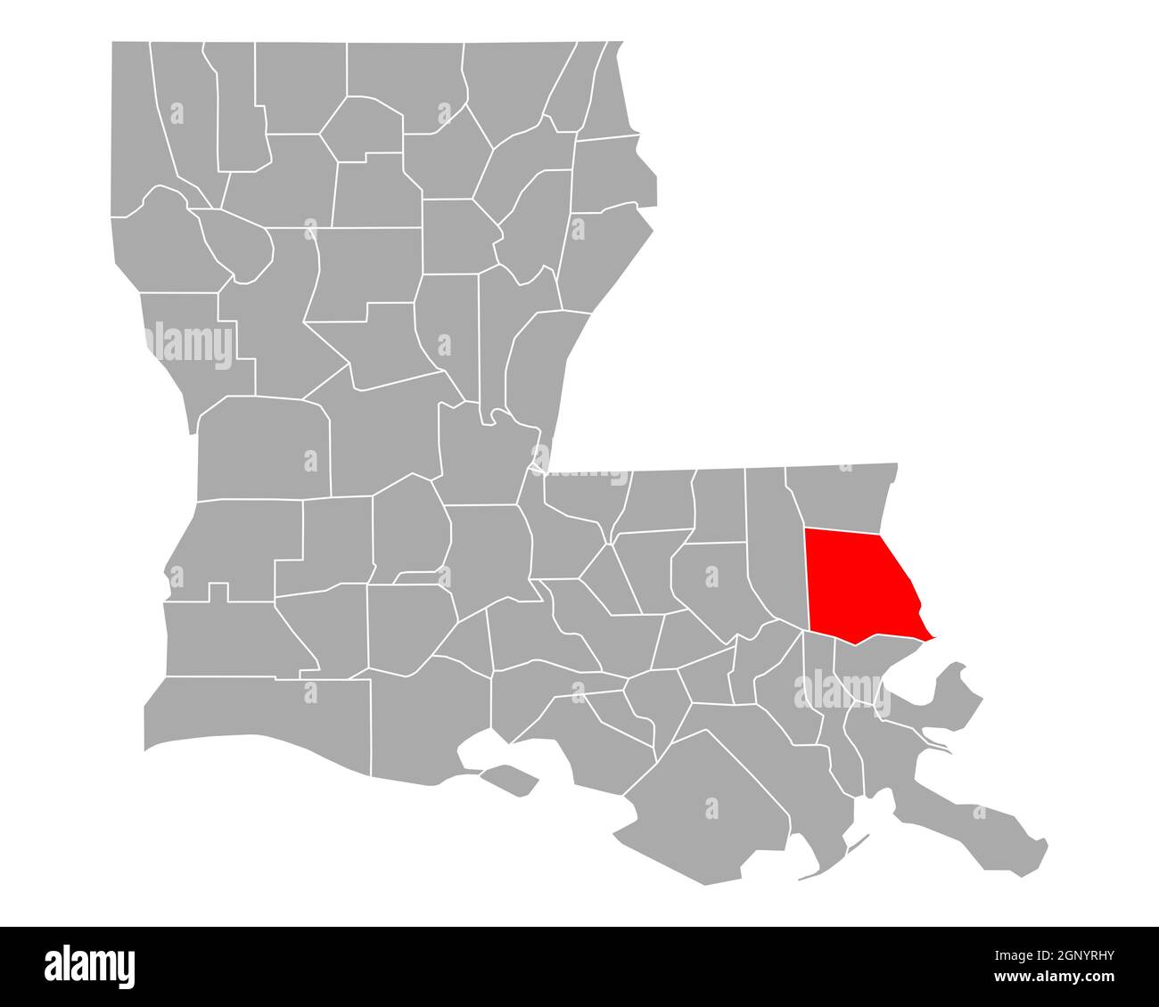 Map of St Tammany in Louisiana Stock Photo - Alamy