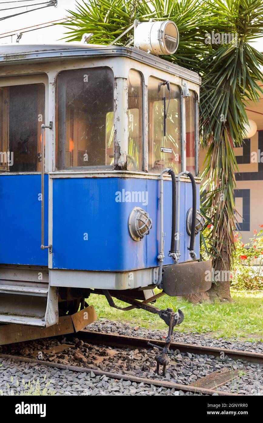 Old blue train used in 1970 italian subway Stock Photo - Alamy