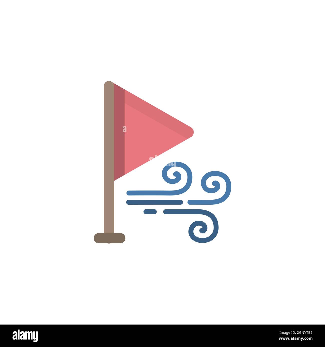 Wind direction and red flag. Flat icon. Isolated weather vector ...