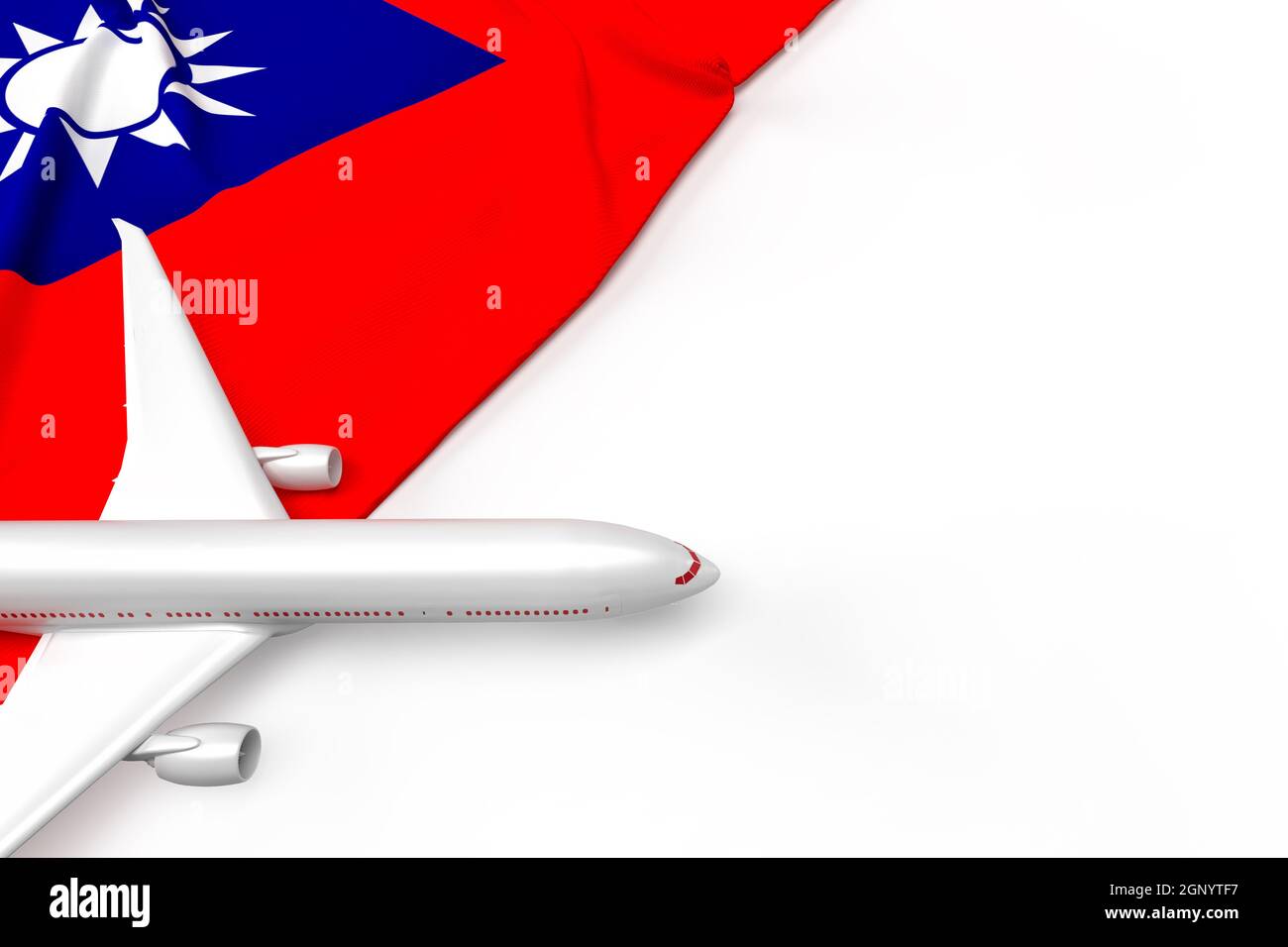 Passenger airplane and flag of Taiwan. 3D illustration Stock Photo - Alamy