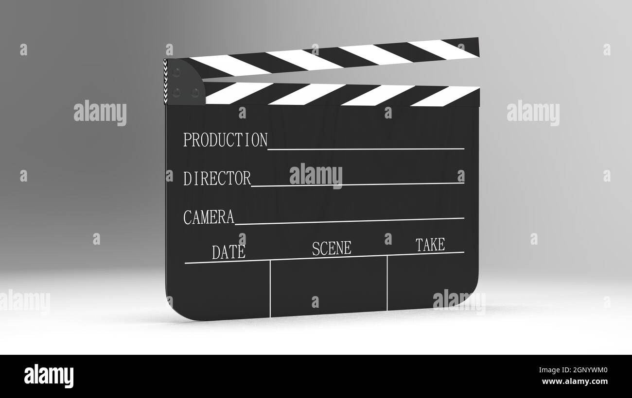 The movie clappers open and close isolated on white background Stock ...