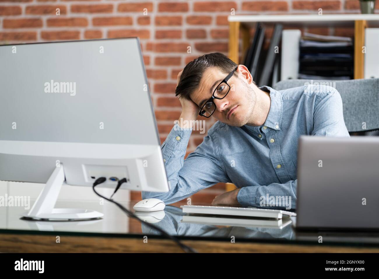 Bored Unhappy Man Watching In Online Virtual Lecture Webinar Stock ... Bored Unhappy Man Watching In Online Virtual Lecture Webinar Stock ...
