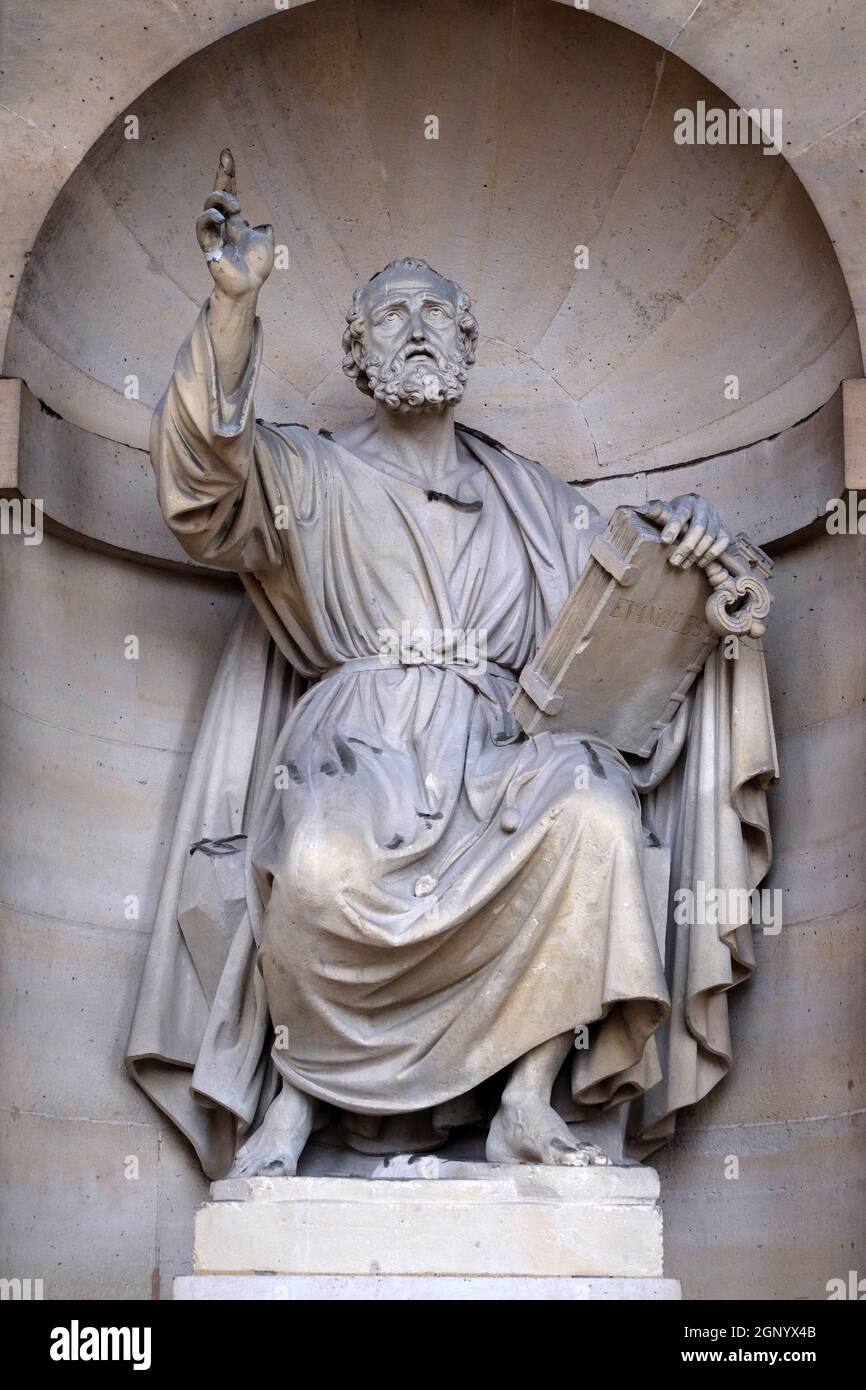 Saint Peter the Apostle, statue on the portal of the Saint Sulpice ...