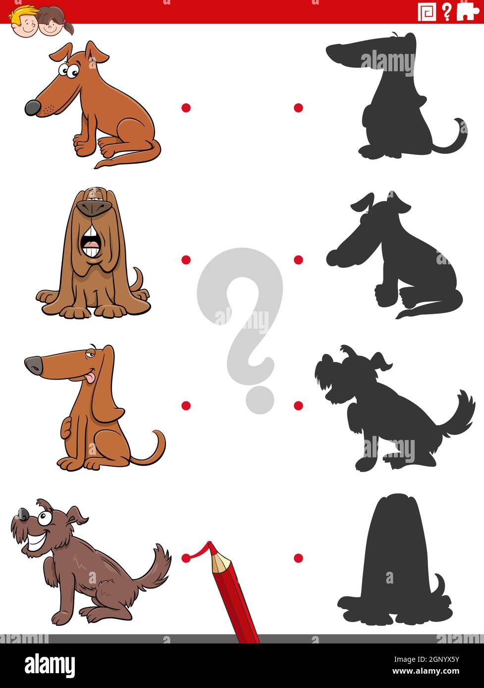 shadow task with funny comic dogs characters Stock Vector Image & Art ...