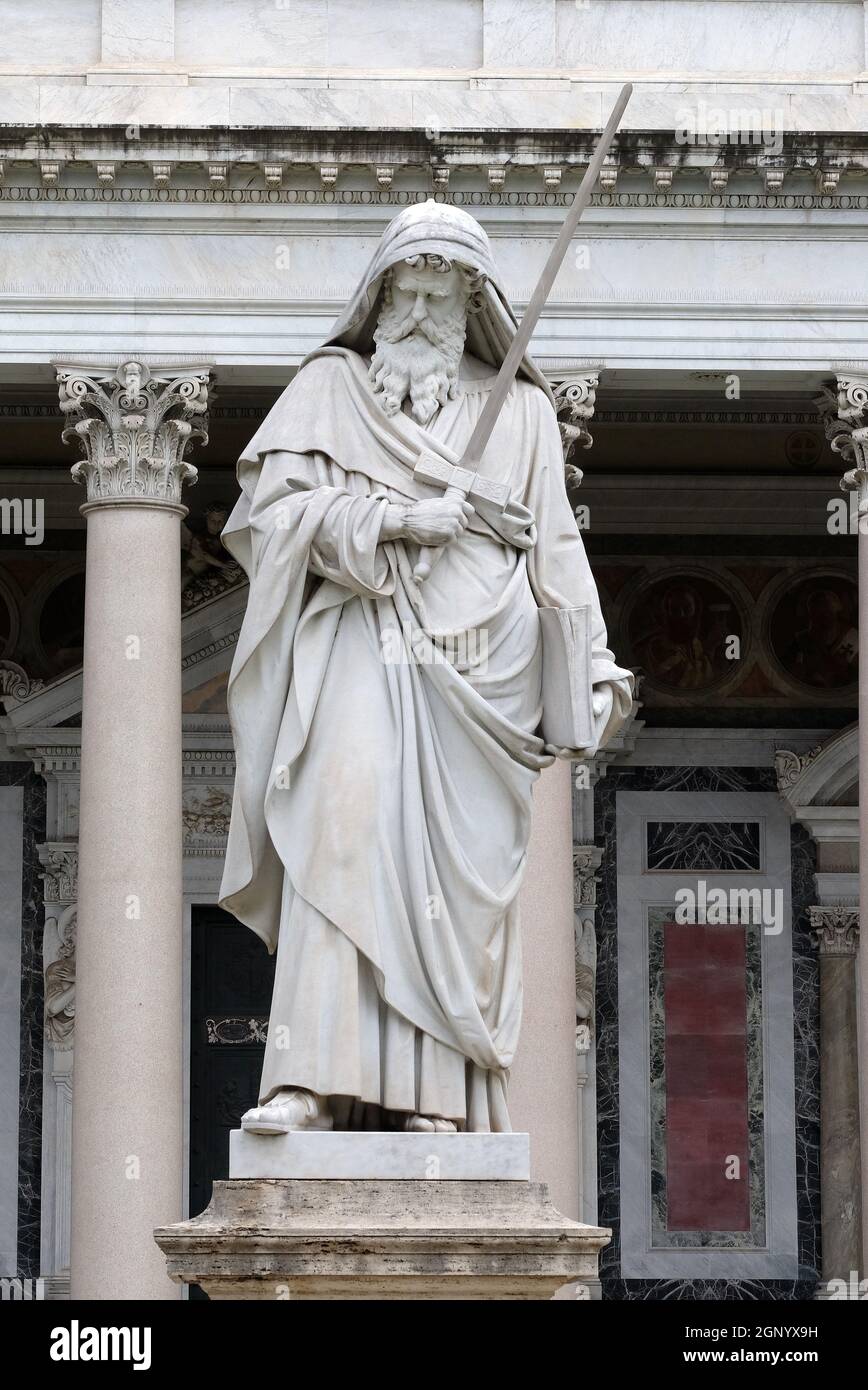 Saint Paul statue in front of the basilica of Saint Paul Outside the ...