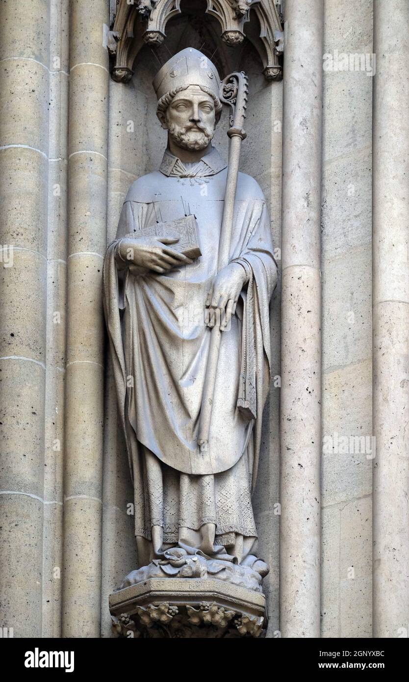 Statue of Saint on the portal of the Basilica of Saint Clotilde in ...