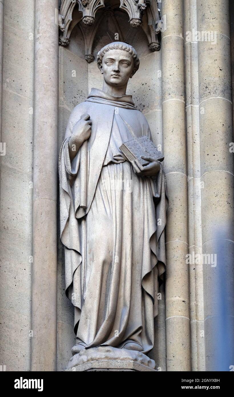 Statue of Saint on the portal of the Basilica of Saint Clotilde in ...
