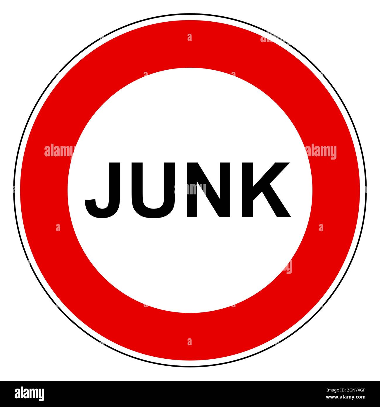 JUNK and prohibition sign Stock Photo - Alamy