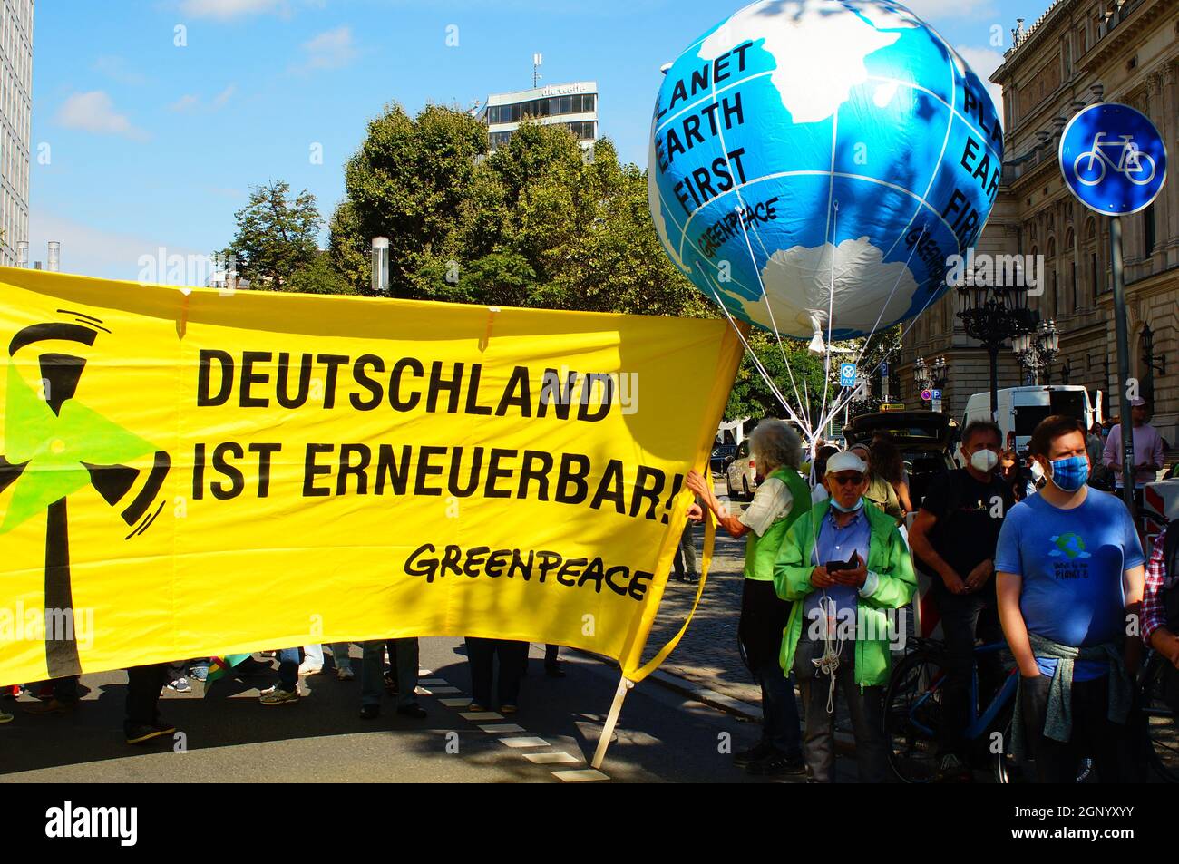 FRANKFURT, GERMANY - Sep 24, 2021: Greenpeace at a Fridays for Future ...