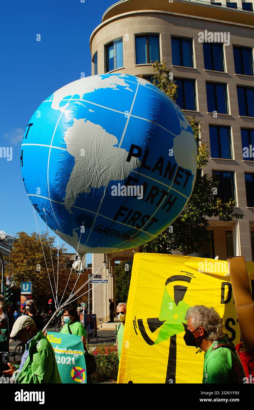 FRANKFURT, GERMANY - Sep 24, 2021: Greenpeace at a Fridays for Future ...