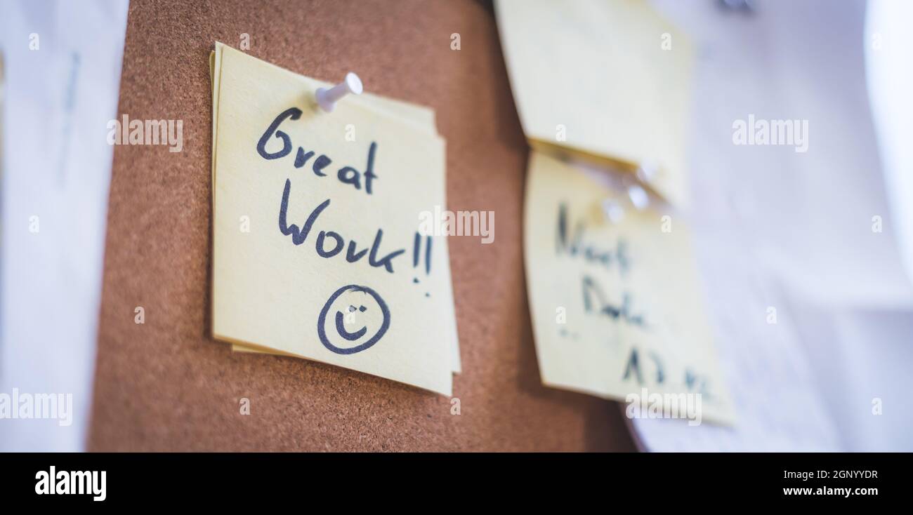 Office great work note handwriting hi-res stock photography and images ...