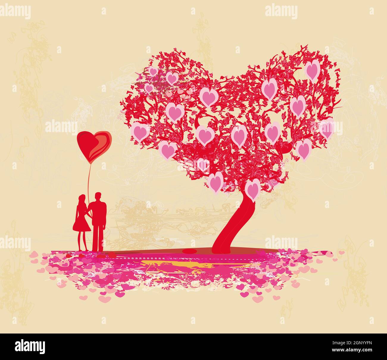 romantic couple under a love tree Stock Photo - Alamy