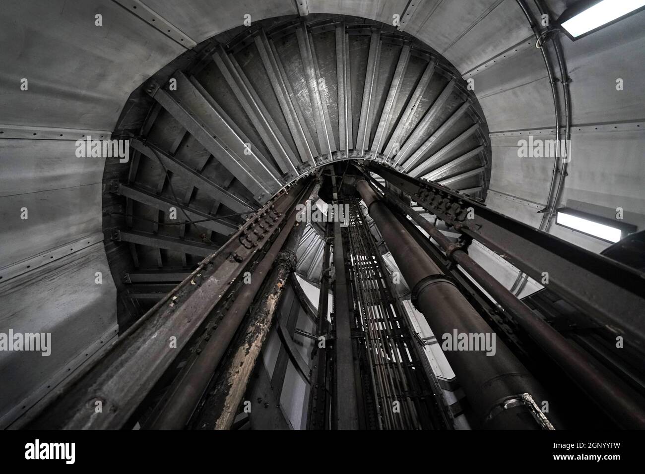 A disused staircase during a tour at the Piccadilly Circus disused tube ...
