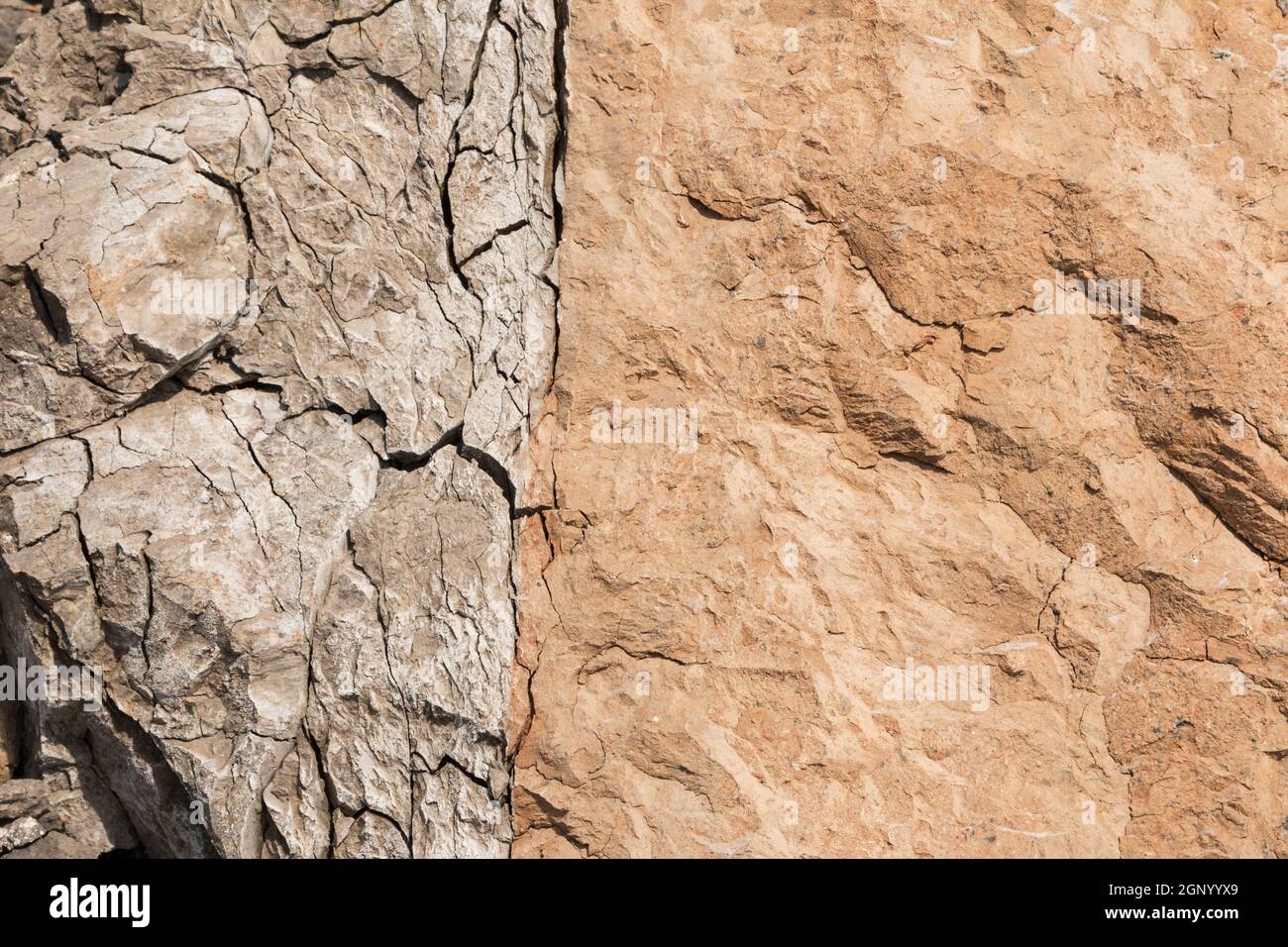 The texture of the two colored clay, vertical cut in a clay quarry ...