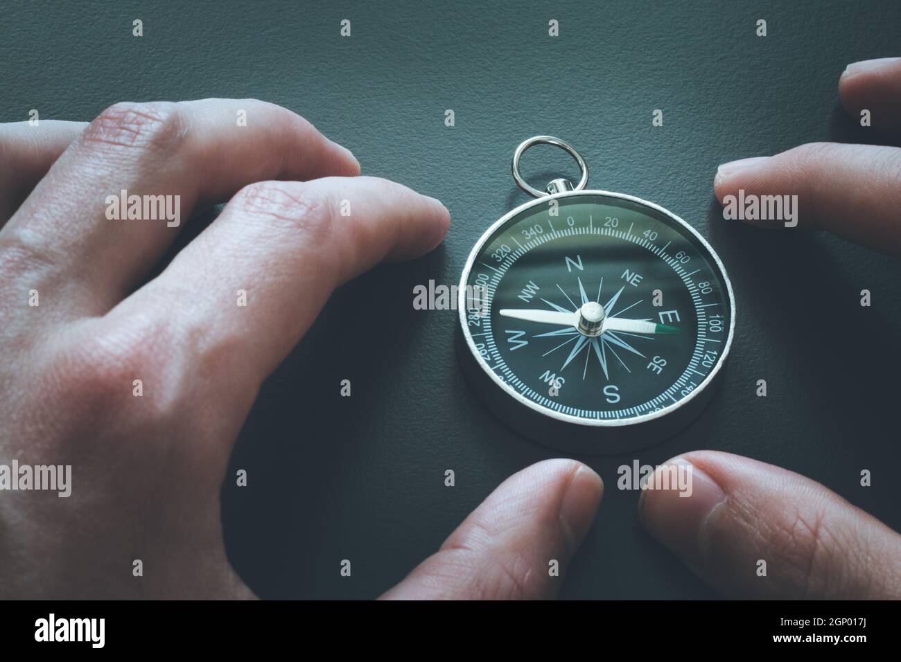 Close up of compass on an office desk, business & innovation Stock ...