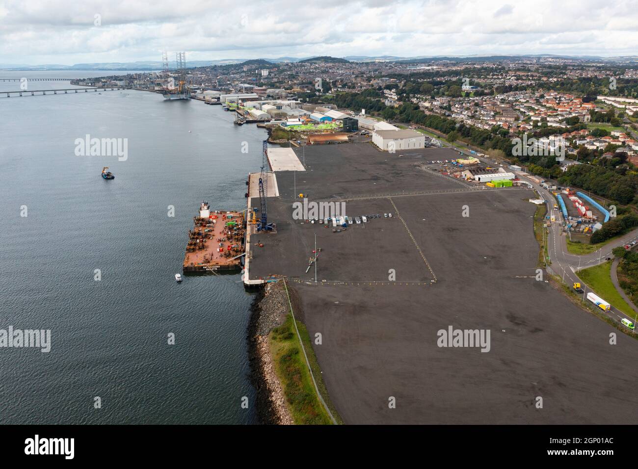 Dundee, Scotland, UK. 28th September 2021. Aerial view of Port of ...