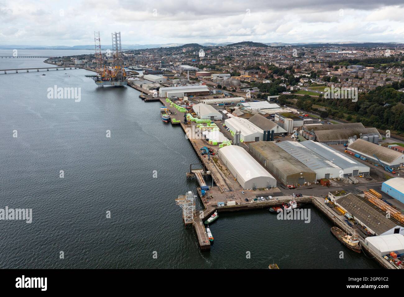 Dundee, Scotland, UK. 28th September 2021. Aerial view of Port of ...