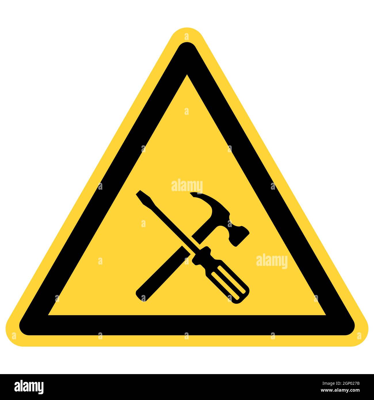Tools and danger sign Stock Photo - Alamy