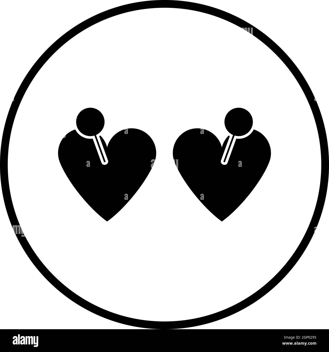 Two heart isolated vector Black and White Stock Photos & Images - Alamy
