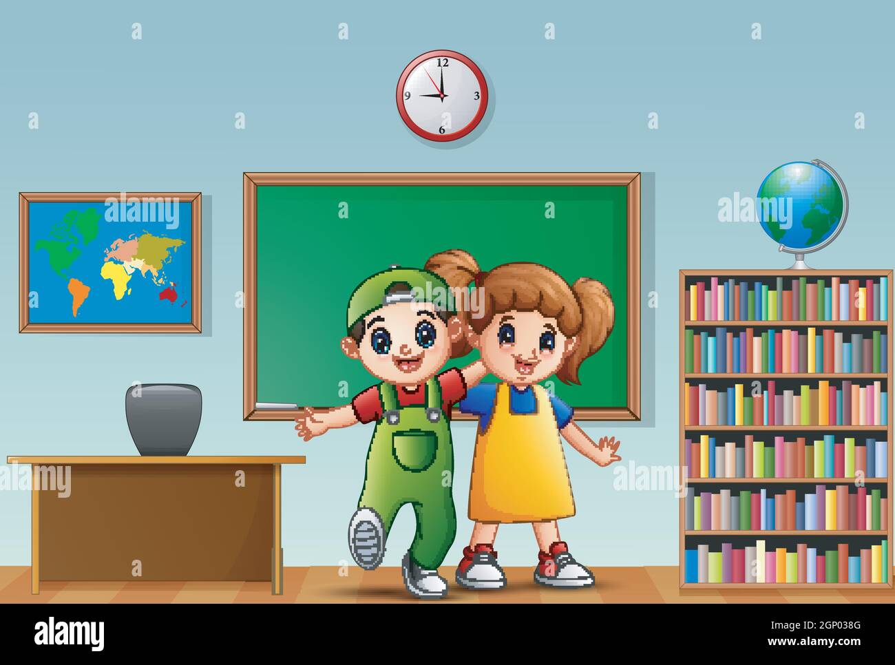 Boy standing front of class Stock Vector Images - Alamy
