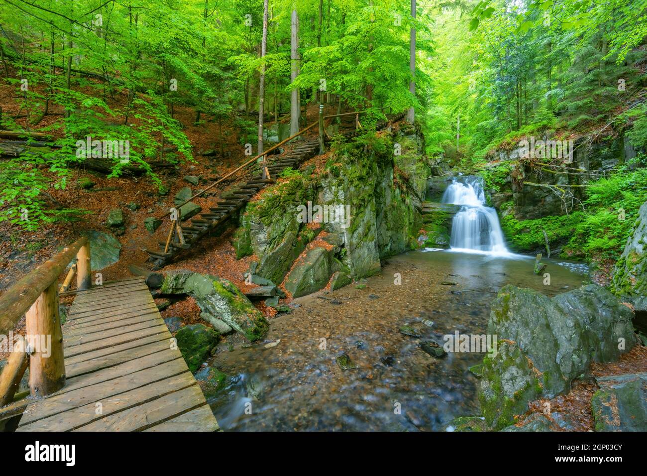 Resov waterfalls on the river Huntava in Nizky Jesenik, Northern ...