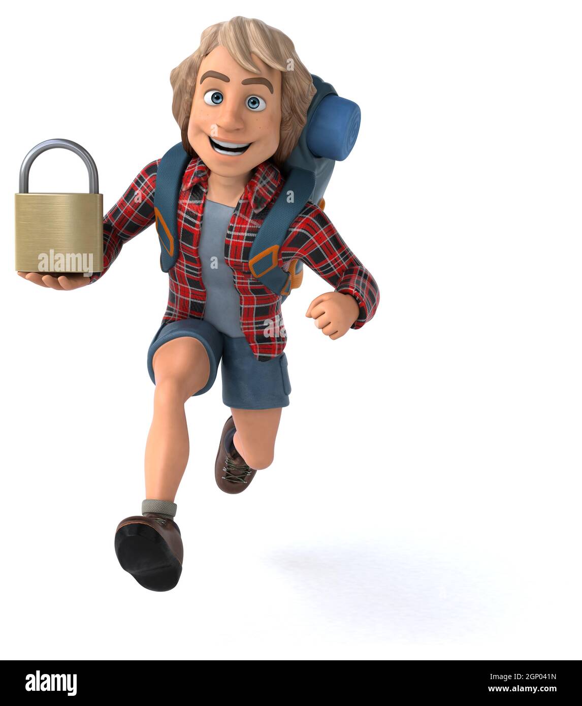Fun backpacker cartoon guy Stock Photo - Alamy