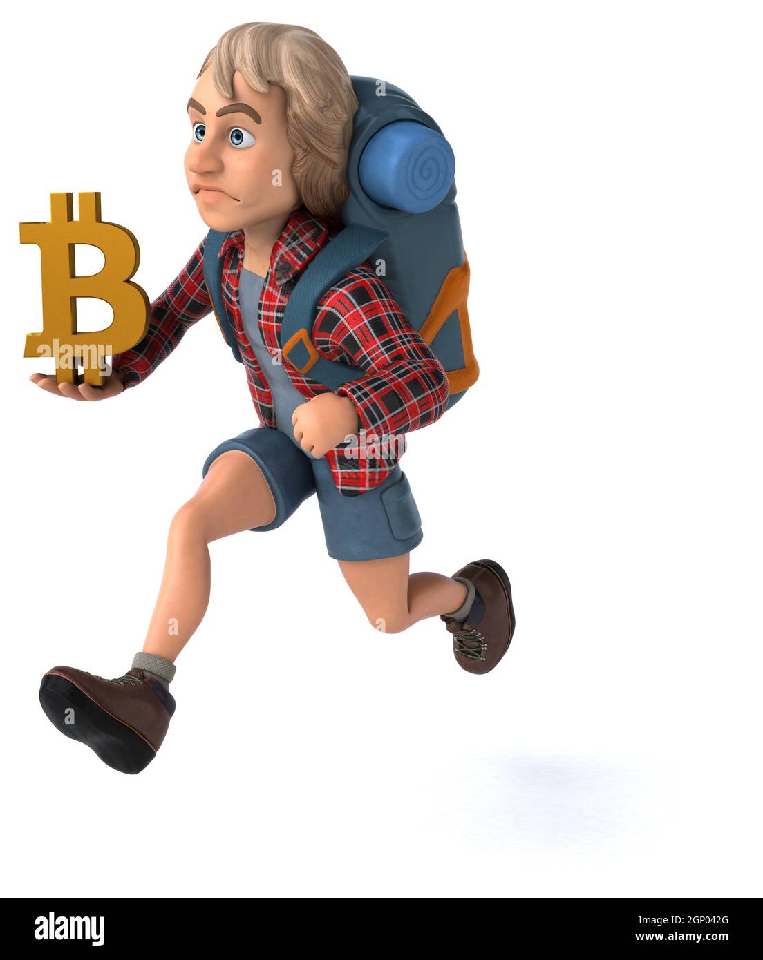 Fun backpacker cartoon guy Stock Photo - Alamy