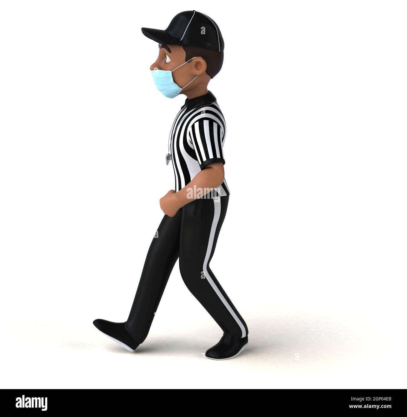 Fun 3D illustration of a black referee with a mask Stock Photo - Alamy